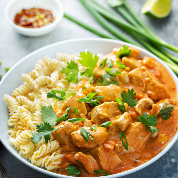 Pâtes poulet curry coco – Céliane